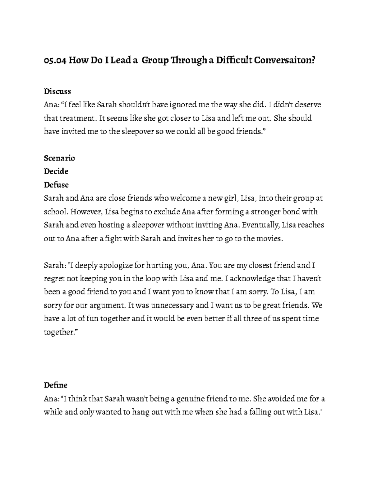 05.04 How Do I Lead a Group Through a Difficult Conversation - 05 How ...