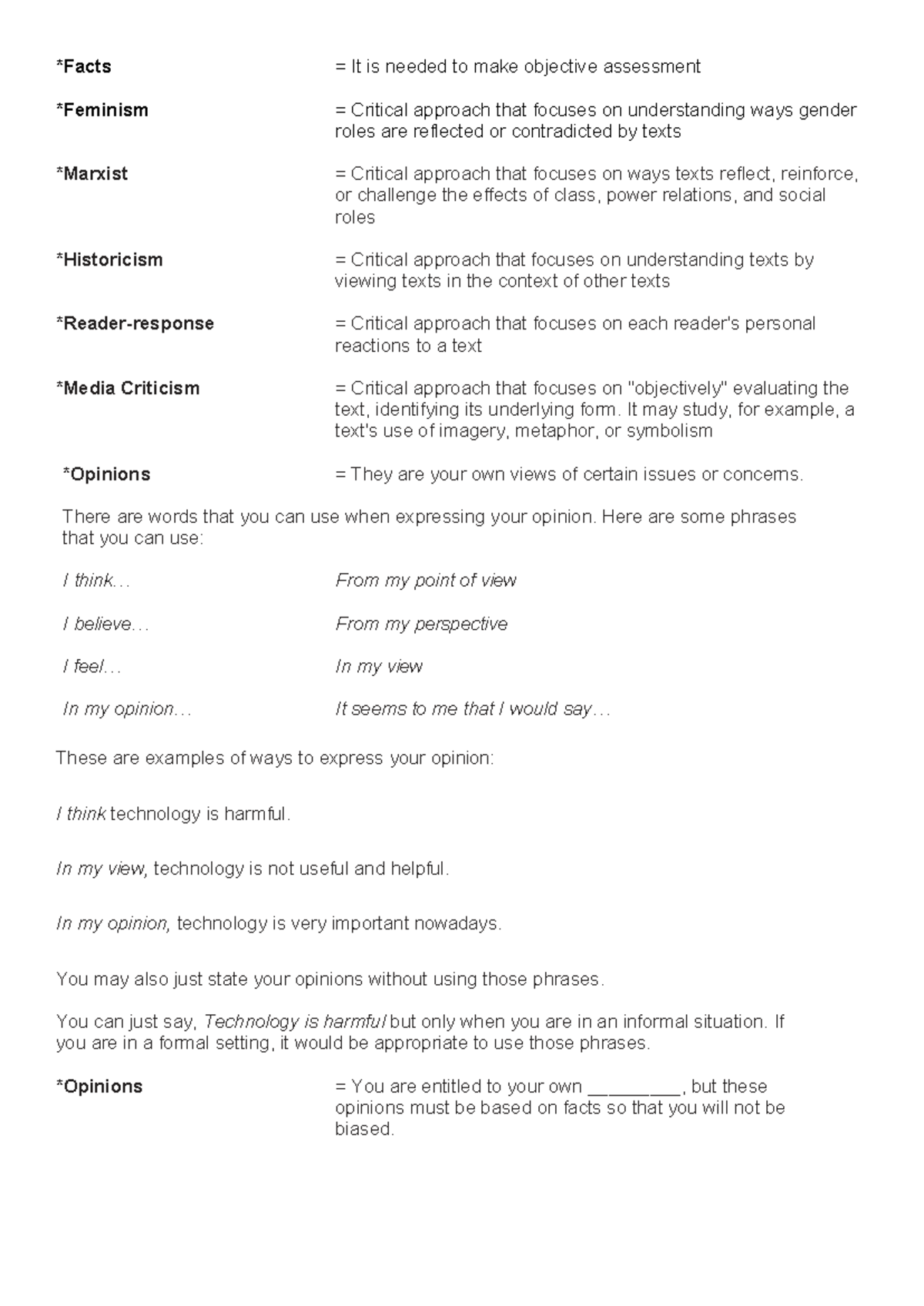 EAPP notes - English for Academic Purposes Program - *Facts = It is ...