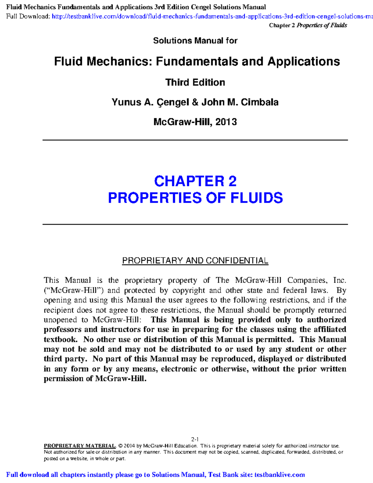 Pdfcoffee - fluid-mechanics-fundamentals-applications - Chapter 2 Properties of Fluids ...