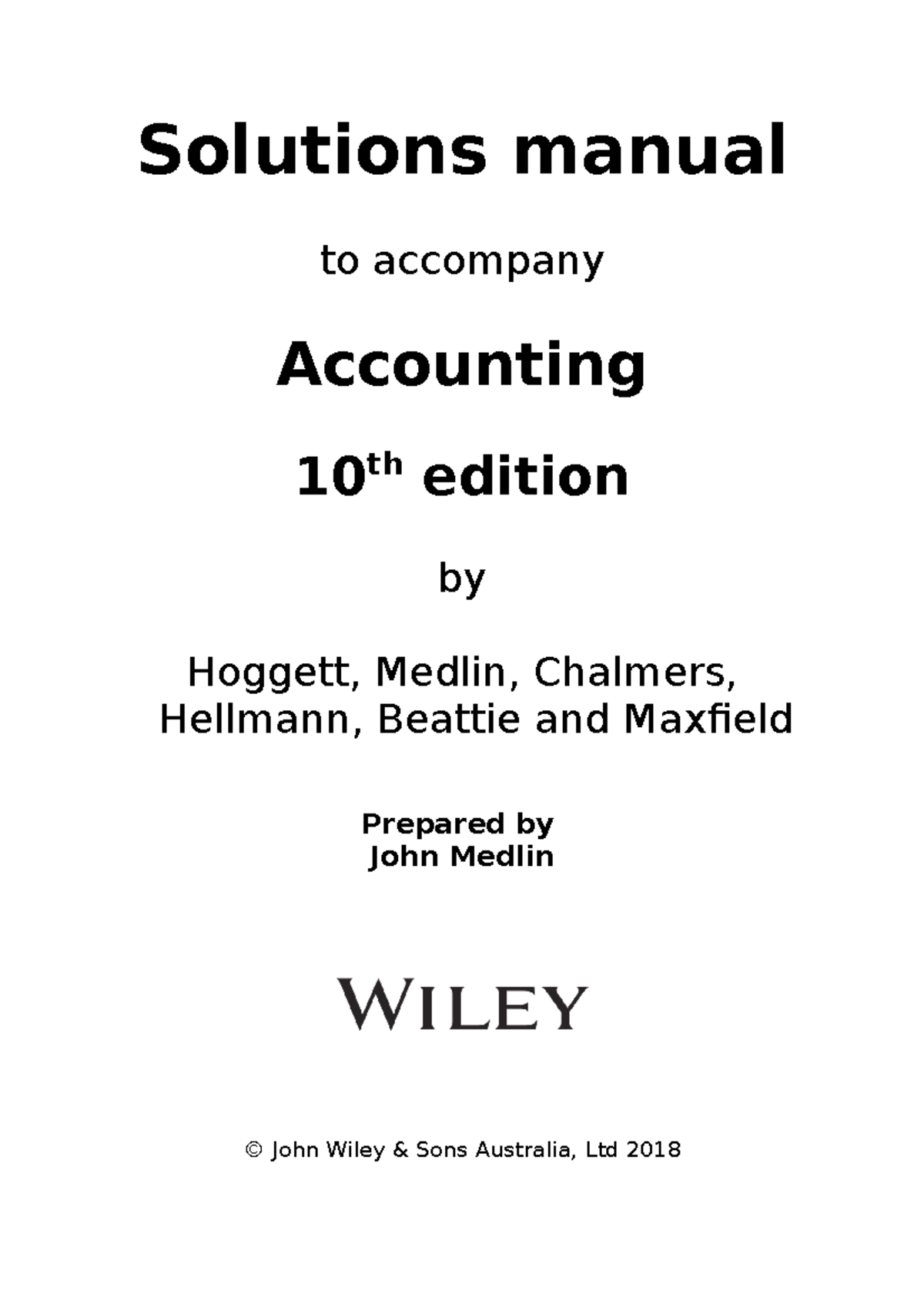 Ch07 sm hoggett a10e - AAAA - Solutions manual to accompany Accounting ...