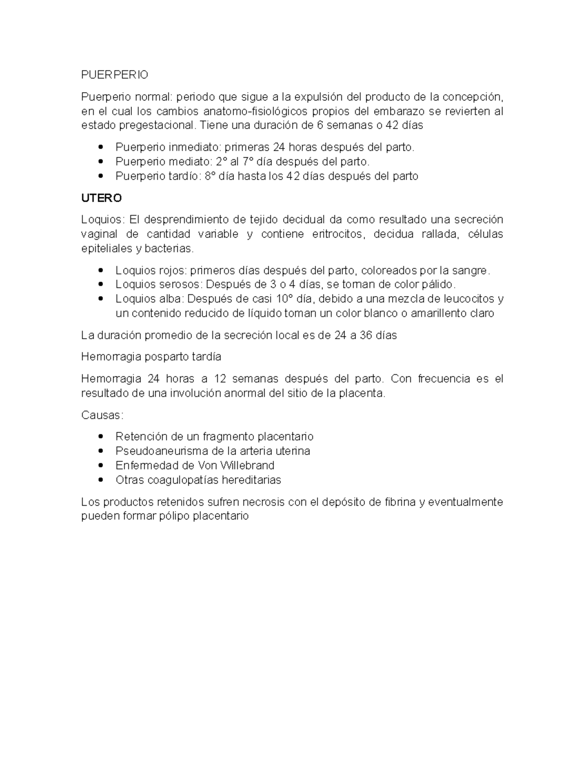 Puerperio - knmn - PUERPERIO Puerperio normal: periodo que sigue a la ...