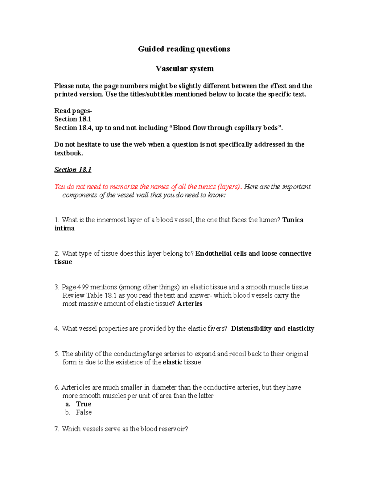 11 - GRQ- Vascular System - Guided reading questions Vascular system ...