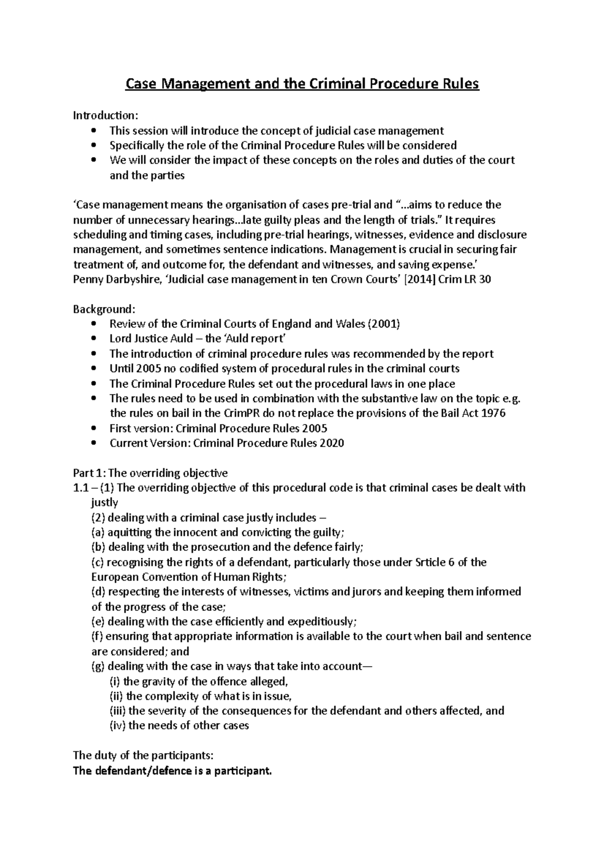 Case Management and the Criminal Procedure Rules - Case Management and ...