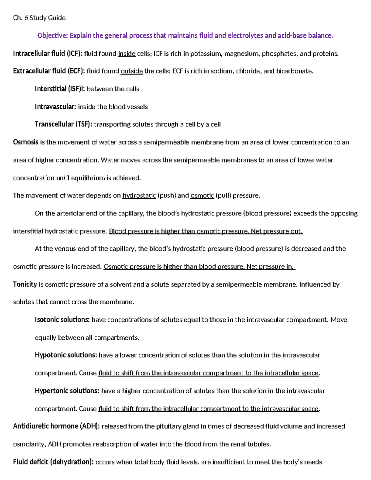 Module 1 Study Guide - Ch. 6 overview - Ch. 6 Study Guide Objective ...