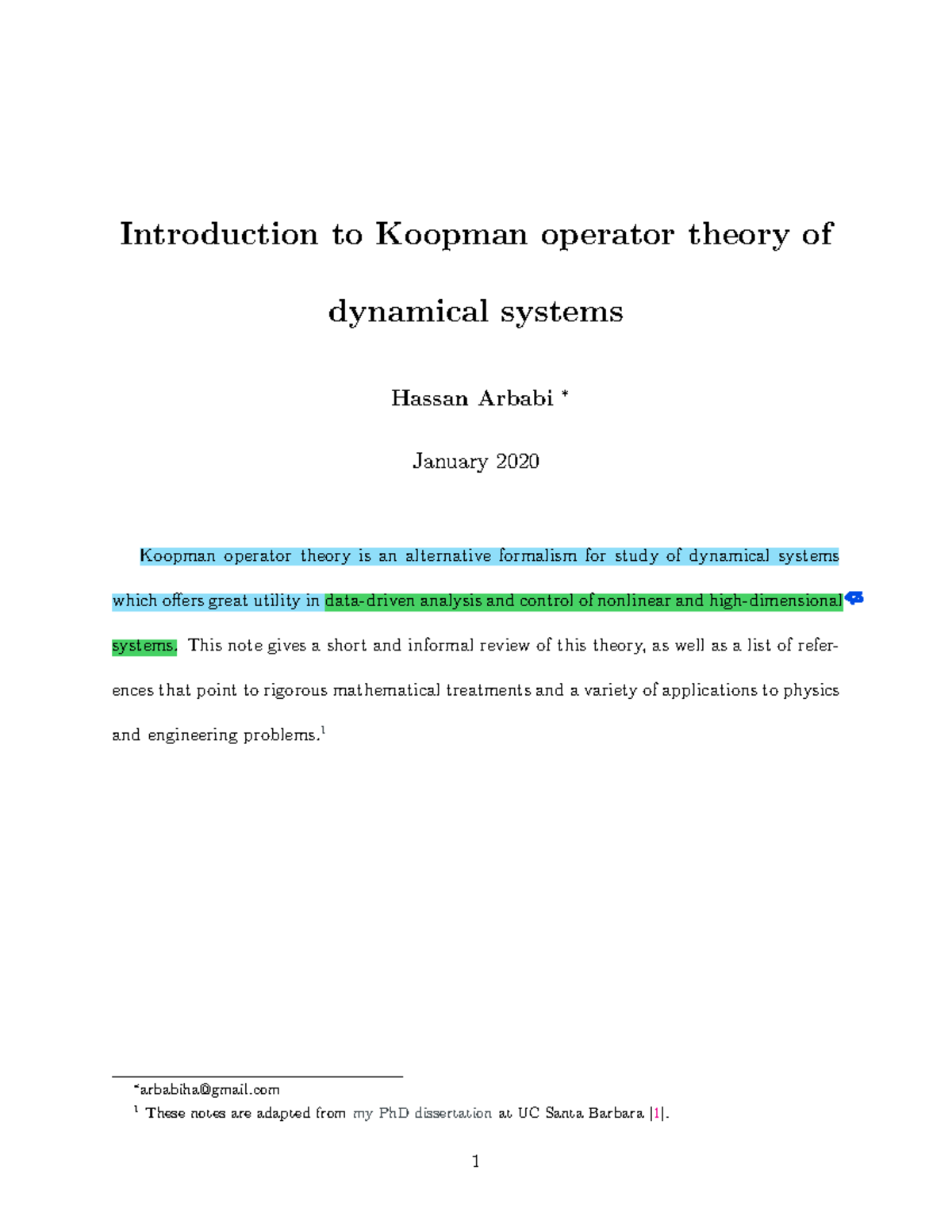 Koopman learning material - Introduction to Koopman operator theory of ...