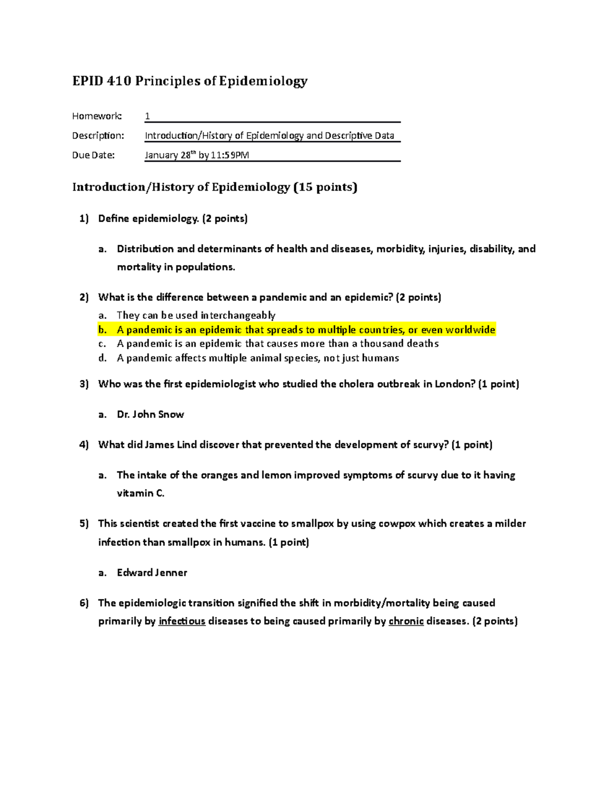 EPID 410 Principles of Epidemiology - EPID 410 Principles of ...