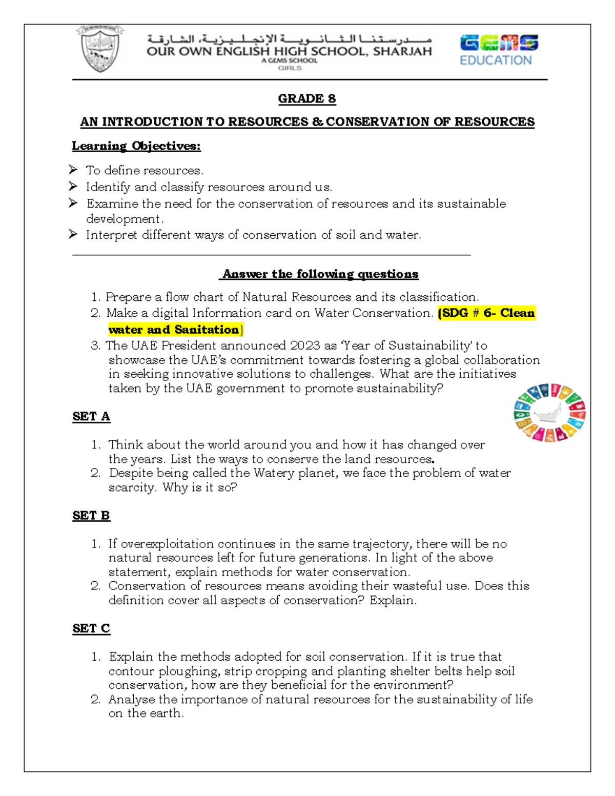 An introduction to Resources notebook work - GRADE 8 AN INTRODUCTION TO ...