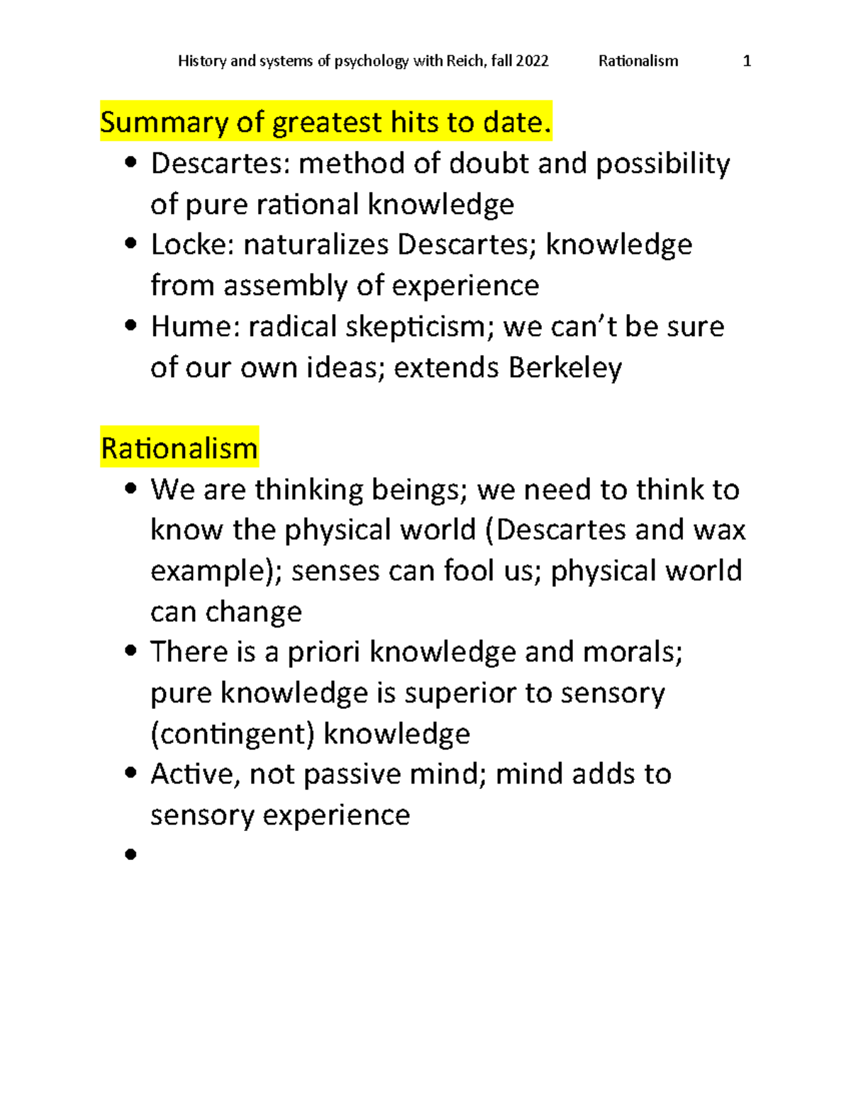 Hist Sys Unit 2 part 1 Rationalism use this - Summary of greatest hits ...