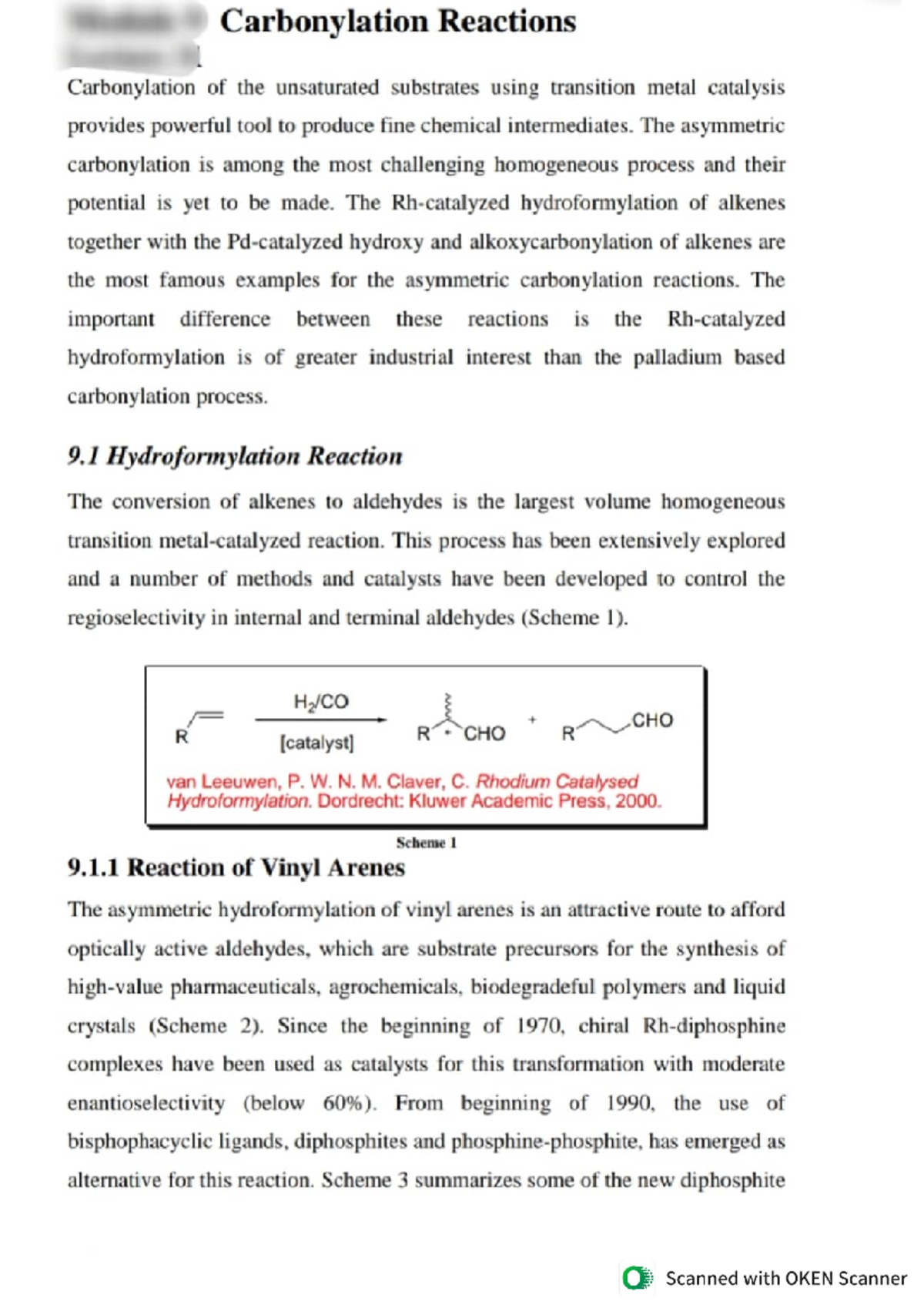 Chemistry 28 - Carbonylation Reactions, Reaction of Bicyclic Alkenes ...