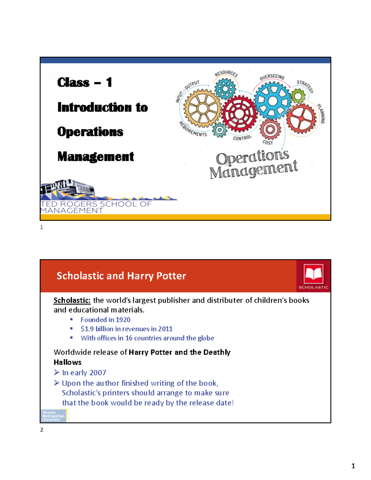 Week-1-Introduction to Slides - Class – 1 Introduction to Operations ...