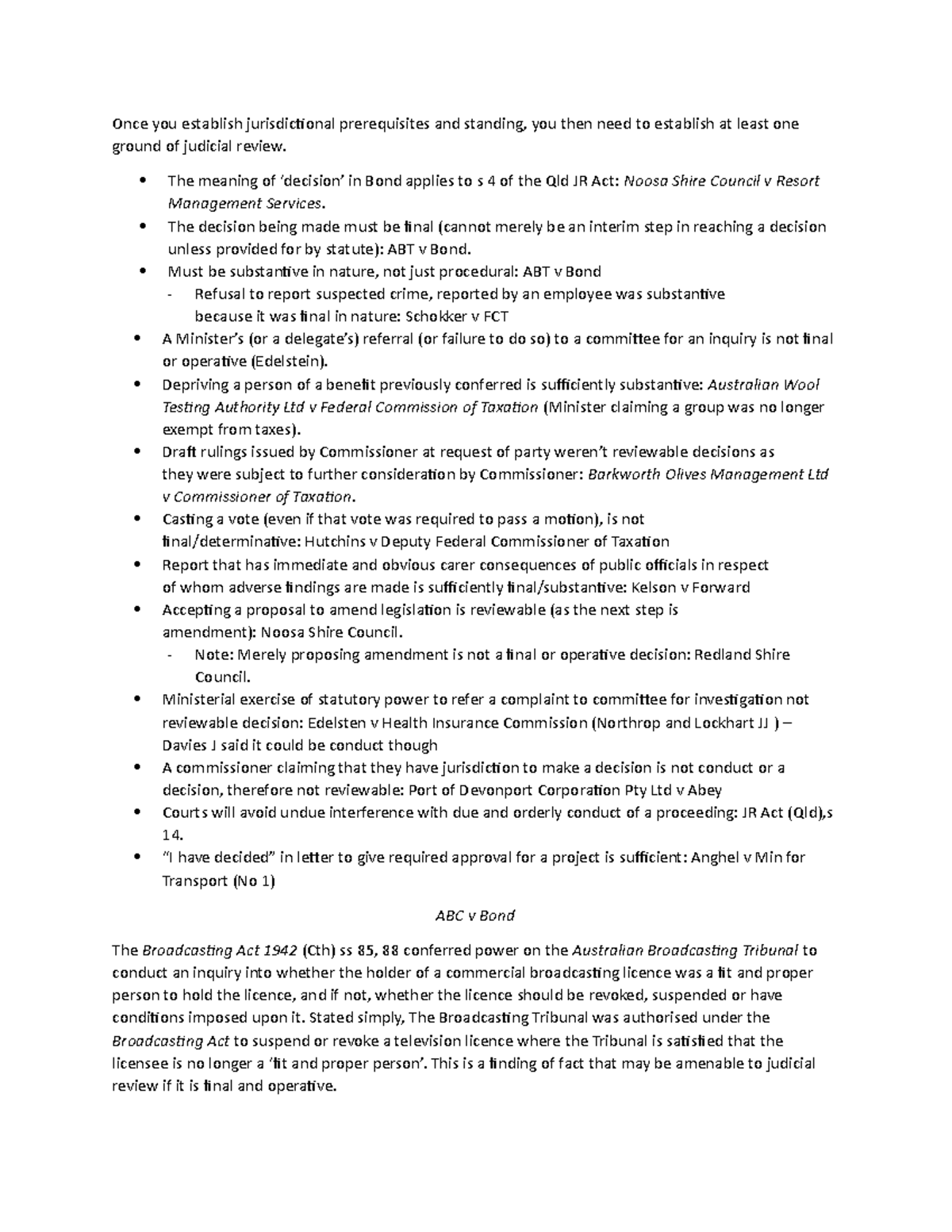 Jurisdictional Prerequisites - The meaning of ‘decision’ in Bond ...