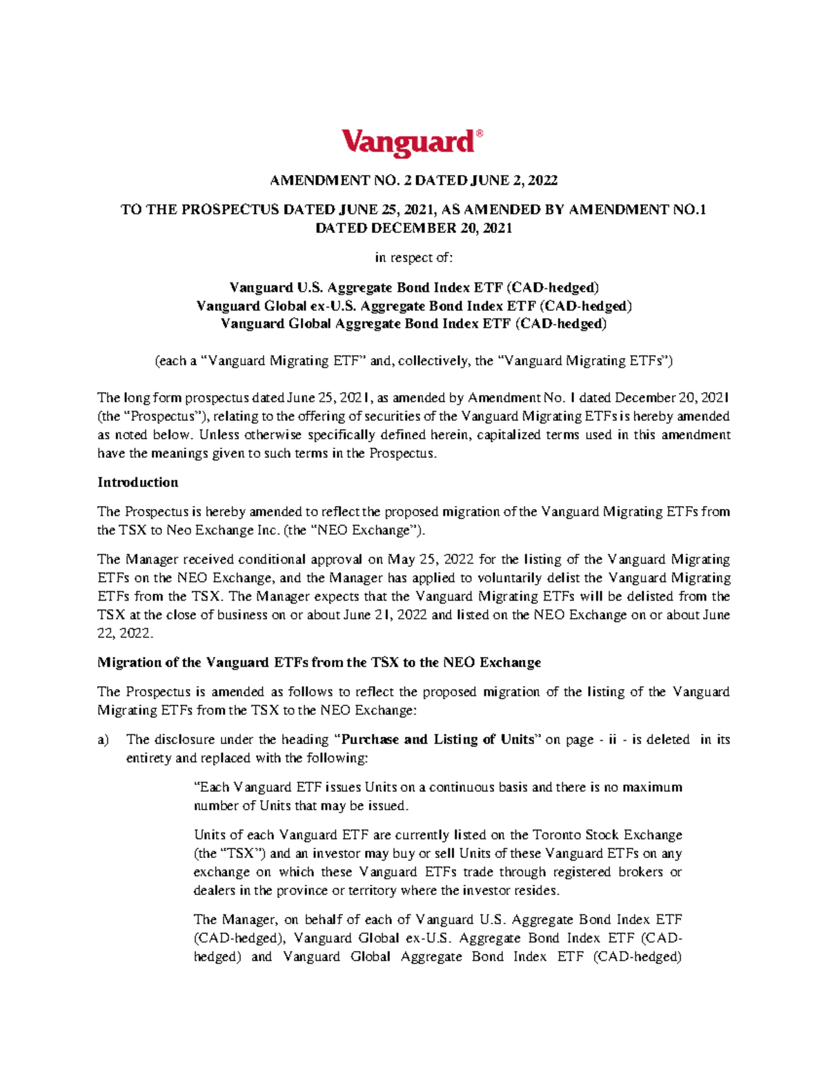The long form Prospectus - AMENDMENT NO. 2 DATED JUNE 2, 2022 TO THE PROSPECTUS DATED JUNE 25 ...