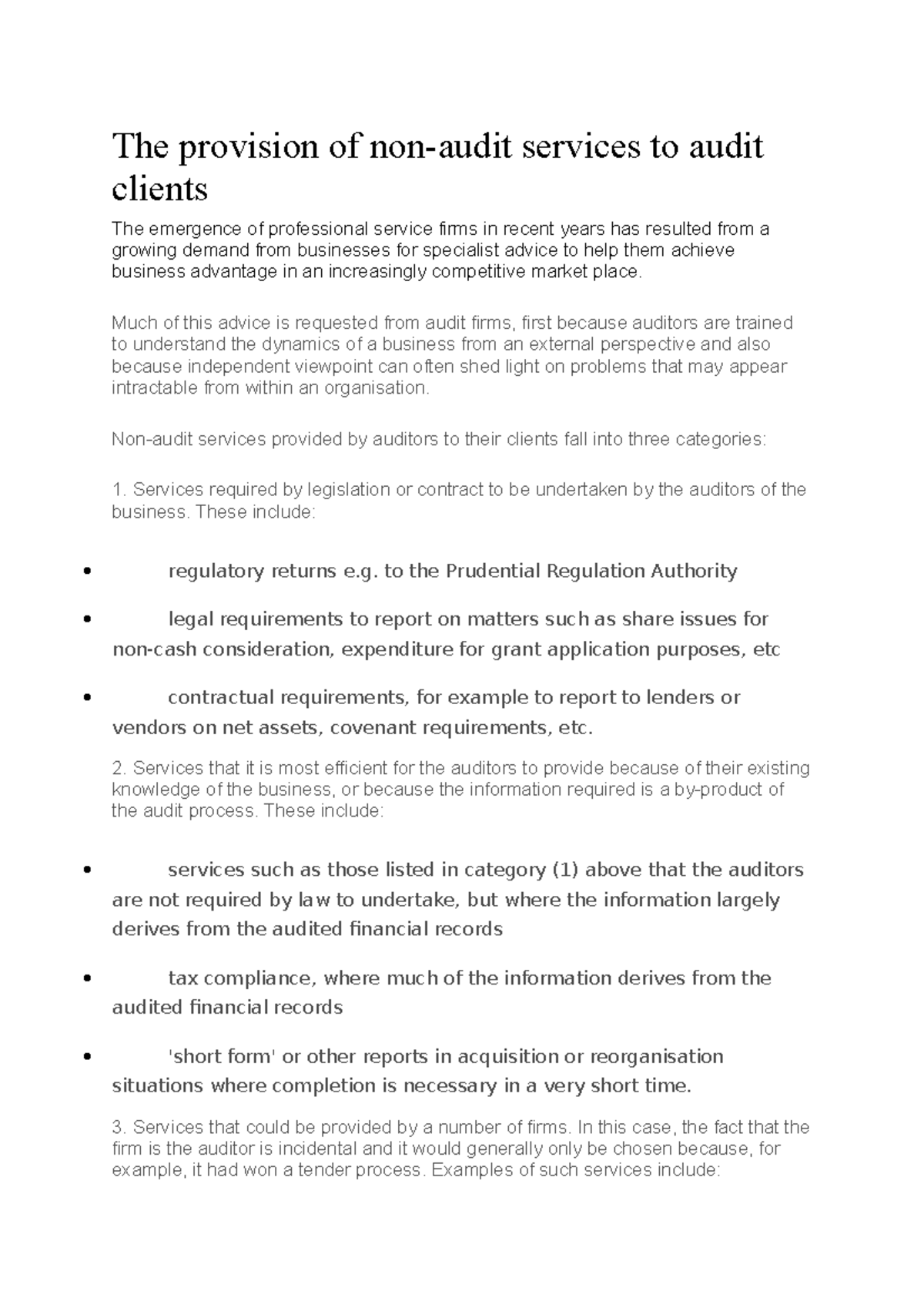 Accy342 resouce - resource - The provision of non-audit services to ...