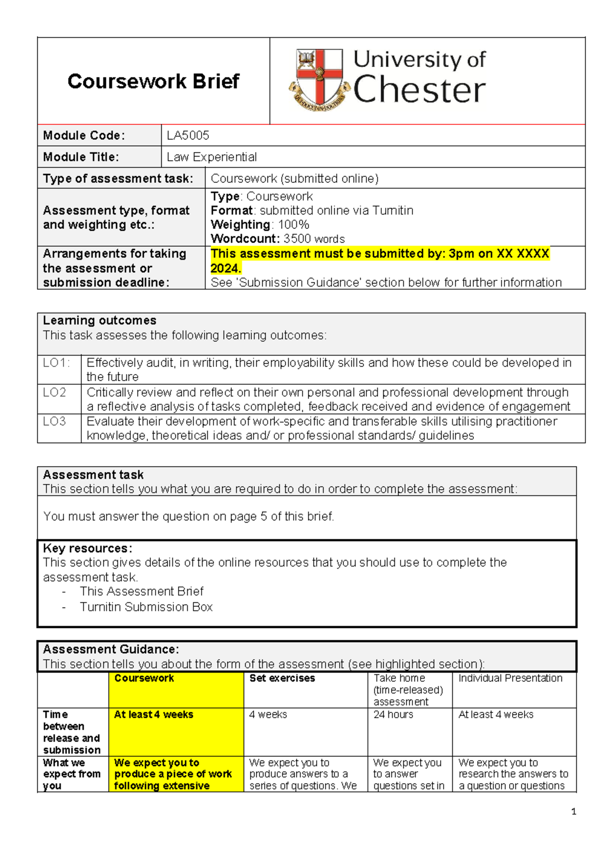LA5005 Coursework Assessment Brief 22-23 - IB - Coursework Brief Module ...