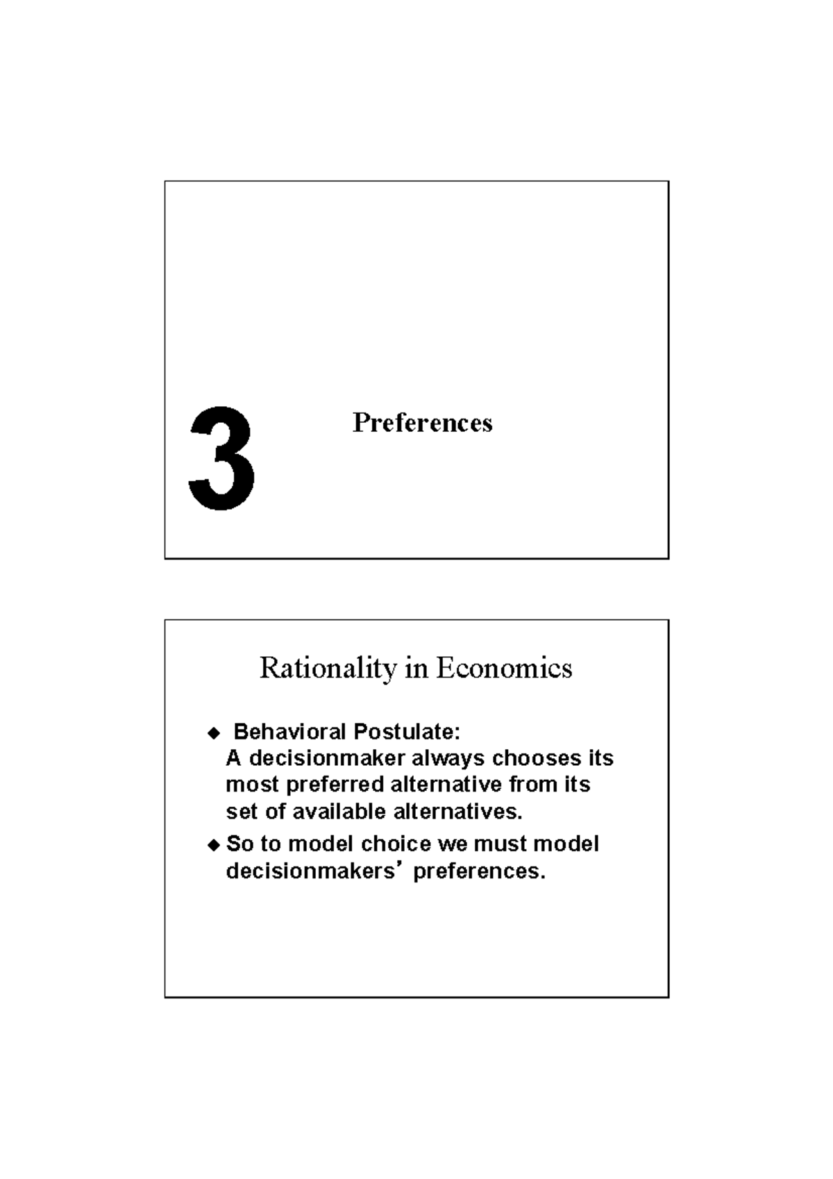 2-Preferences - lecture notes - 3 Preferences Rationality in Economics ...