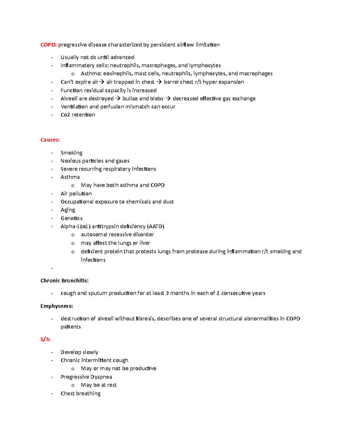 COPD - notes - COPD: progressive disease characterized by persistent ...