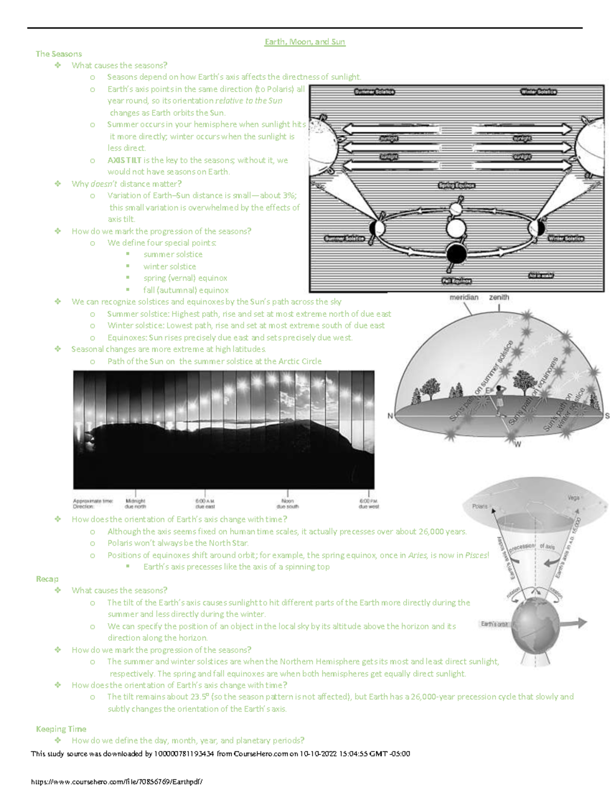 Earth - Lecture notes - Earth, Moon, and Sun The Seasons What causes ...