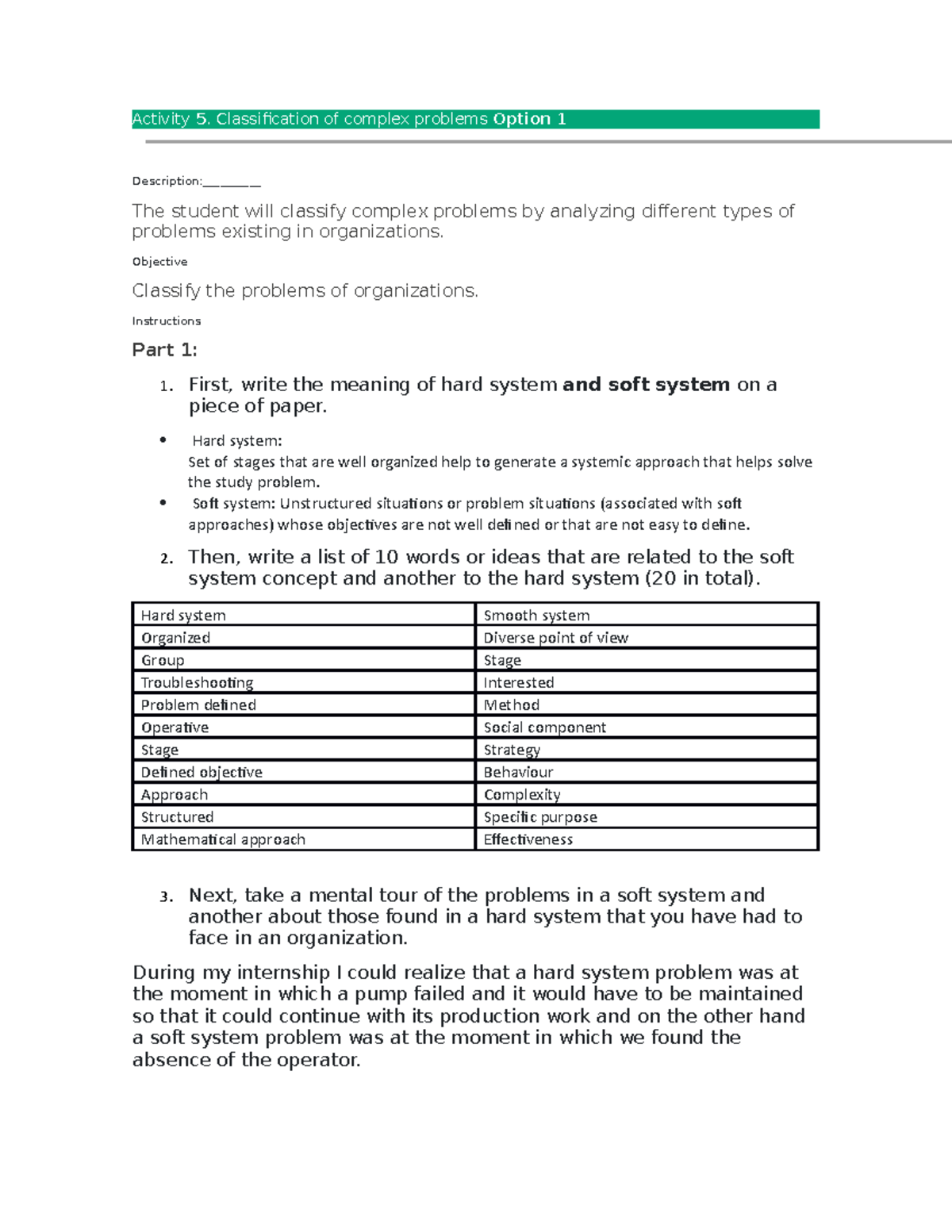 Act 5 ps - Actividad 5 - Activity 5. Classification of complex problems ...
