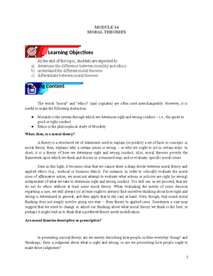 GEC 008 Module 1-2 - 1.1 Definition of Morality / Ethics What Is ...