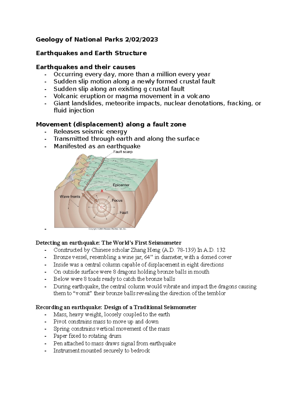 Geological Structures 2 - Geology of National Parks 2/02/ Earthquakes ...