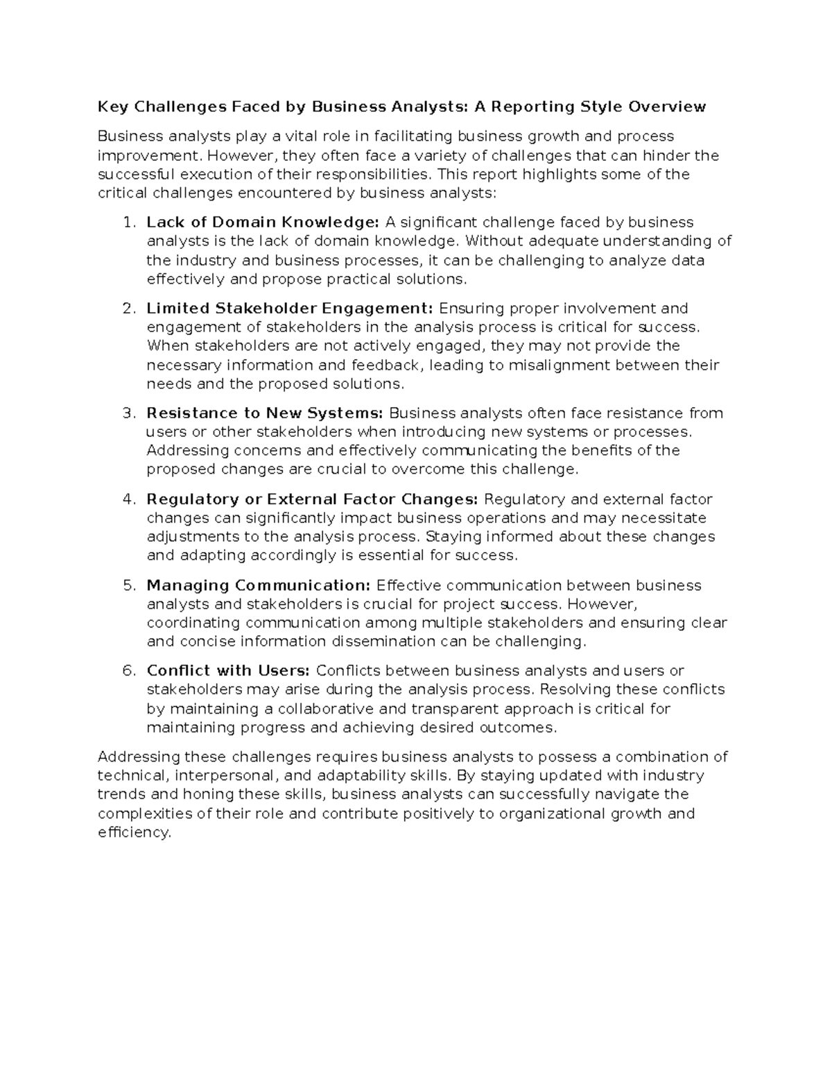 Key Challenges Faced by Business Analysts - However, they often face a ...