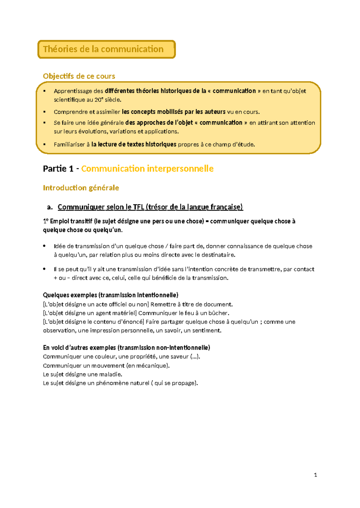 Notes - Théories de la communication - Théories de la communication ...