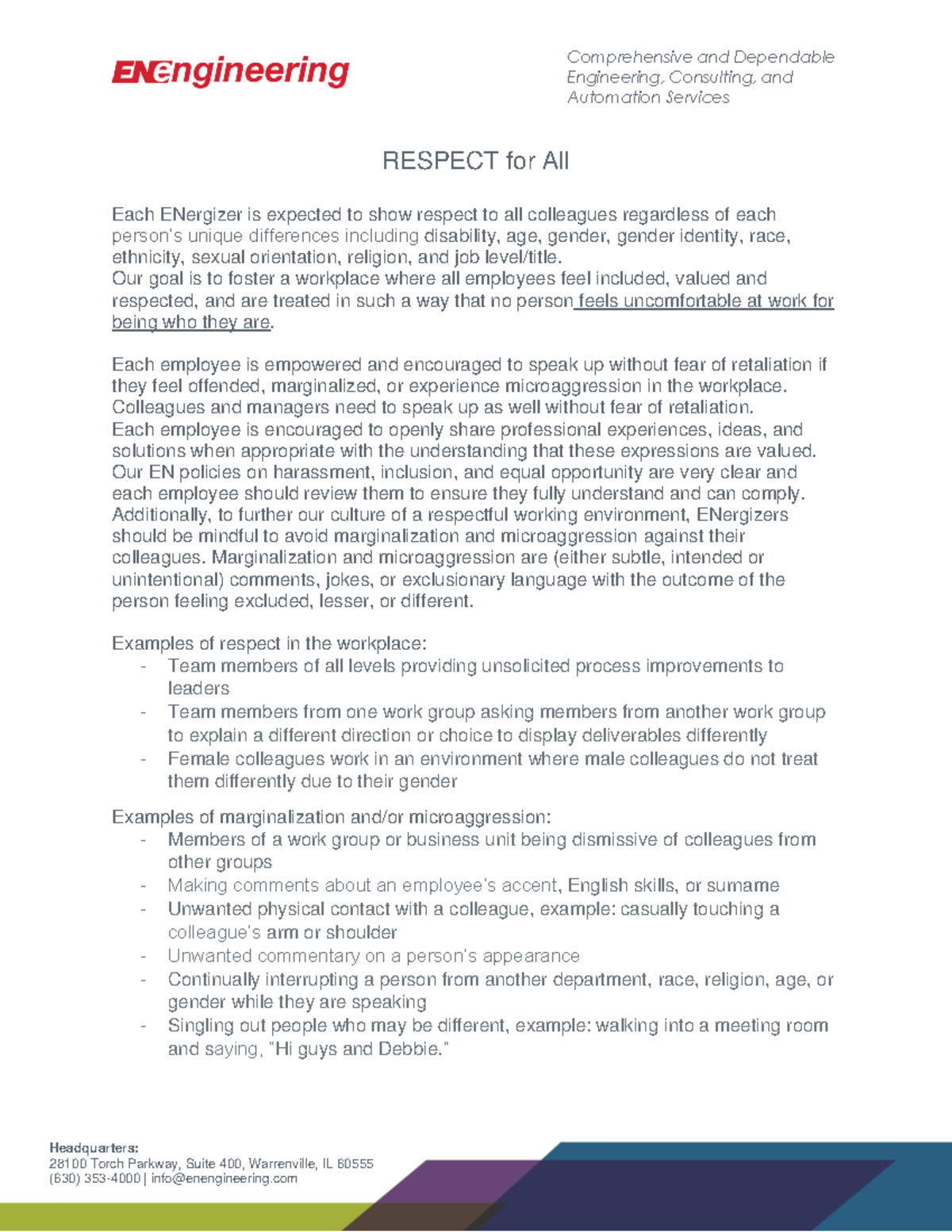 Respect for All - Comprehensive and Dependable Engineering, Consulting ...