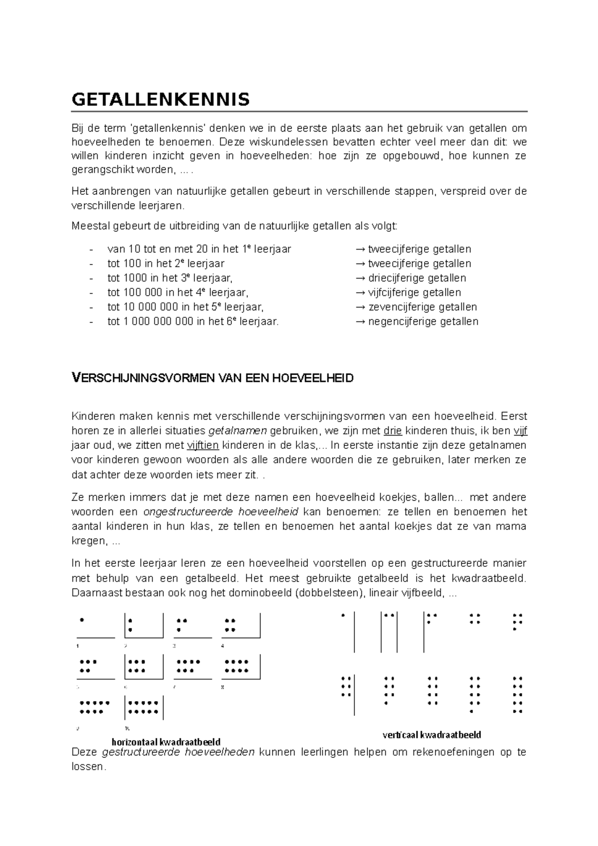 Getallenkennis achtergrond lagere school - Taak van de leerkracht ...