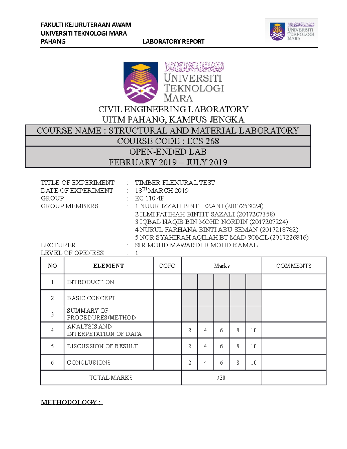 LAB Report 3 - UNIVERSITI TEKNOLOGI MARA PAHANG LABORATORY REPORT CIVIL ...