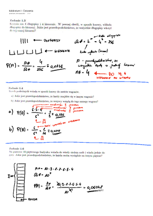 Probabilistyka I Kolokwium - Wykład - Wykład 1 Prawdopodobieństwo (definicja aksjomatyczna ...