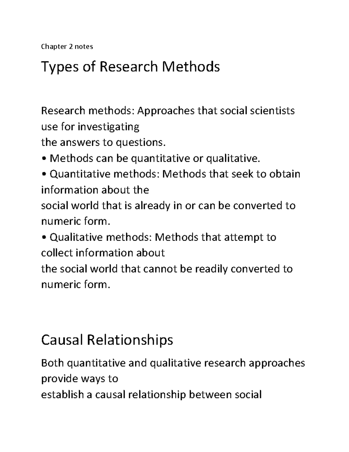 Document 36 - chapter2 notes - Chapter 2 notes Types of Research ...