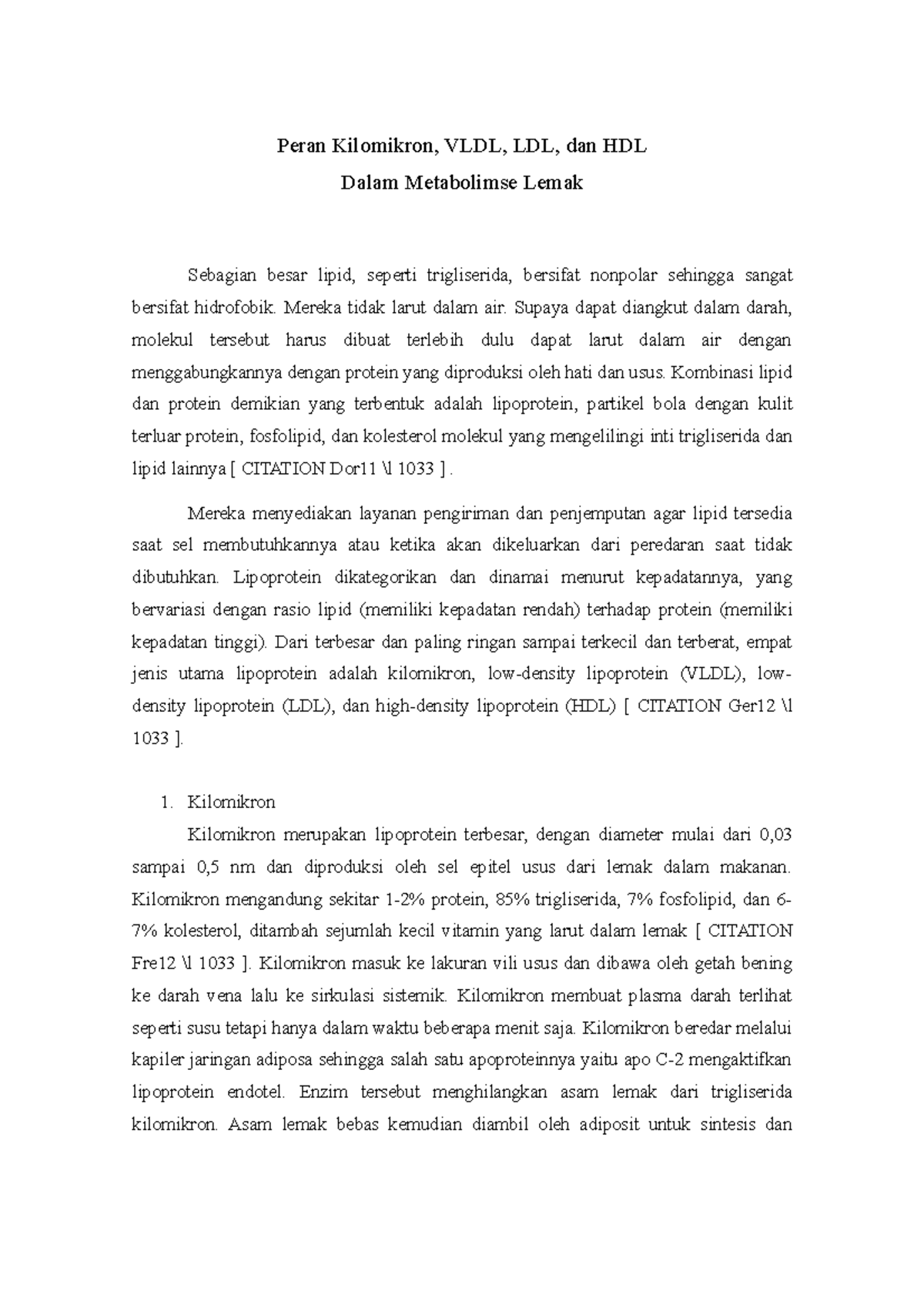 Metabolisme Lemak - Tugas Kuliah - Peran Kilomikron, VLDL, LDL, dan HDL ...