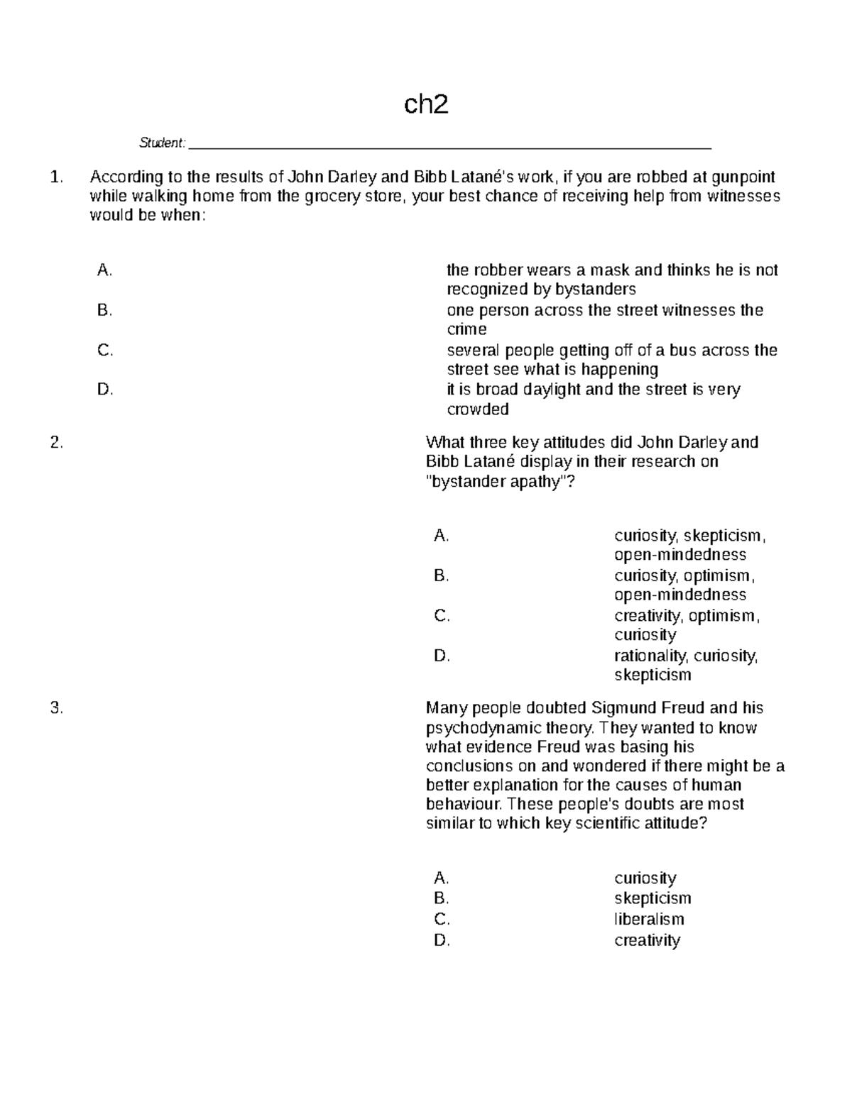 chapter 2 answers - ch _Student: - Studocu
