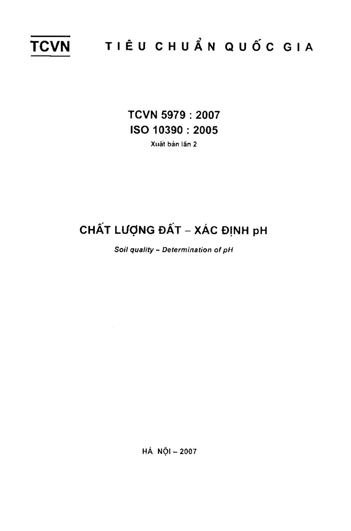 Tiêu chuẩn Việt Nam-TCVN 5979 2007 - TCVN TIÊU CHUAN QUOC GIA TCVN 5979 : 2007 ISO 10390 : 2005 ...