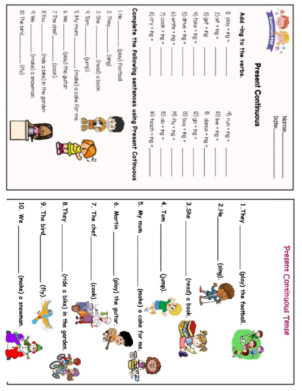 Present continuos - Ingles - Name Present Continuous Tense Date ...