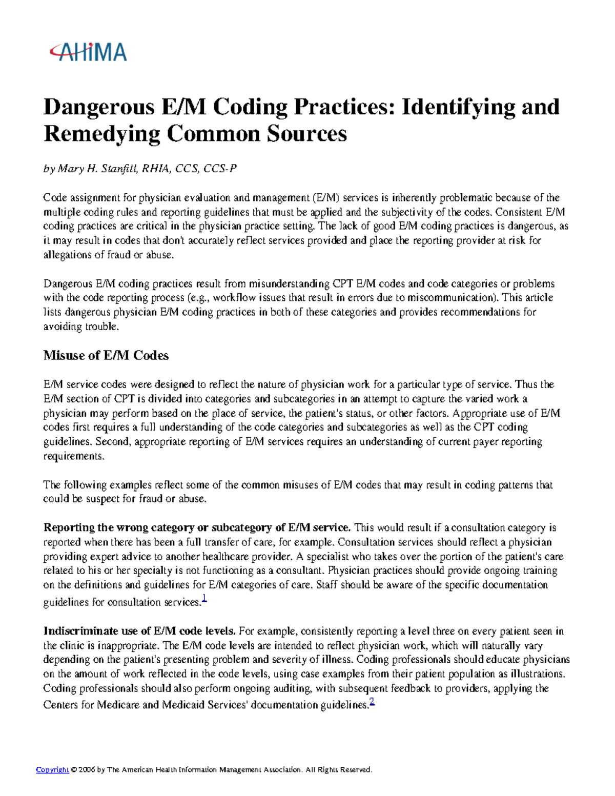 Dangerous E M Coding Practices Identifying and Remedying Common Sources ...