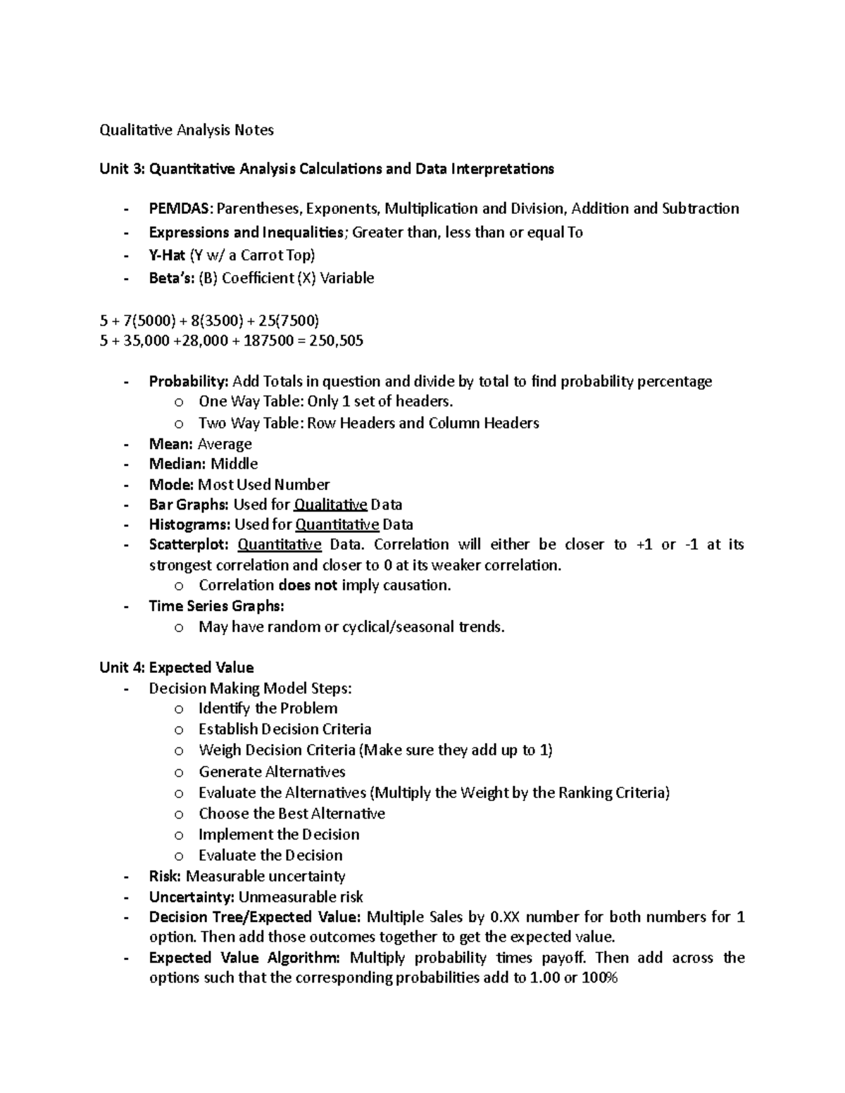 Qualitative Analysis Notes - o Two Way Table: Row Headers and Column ...