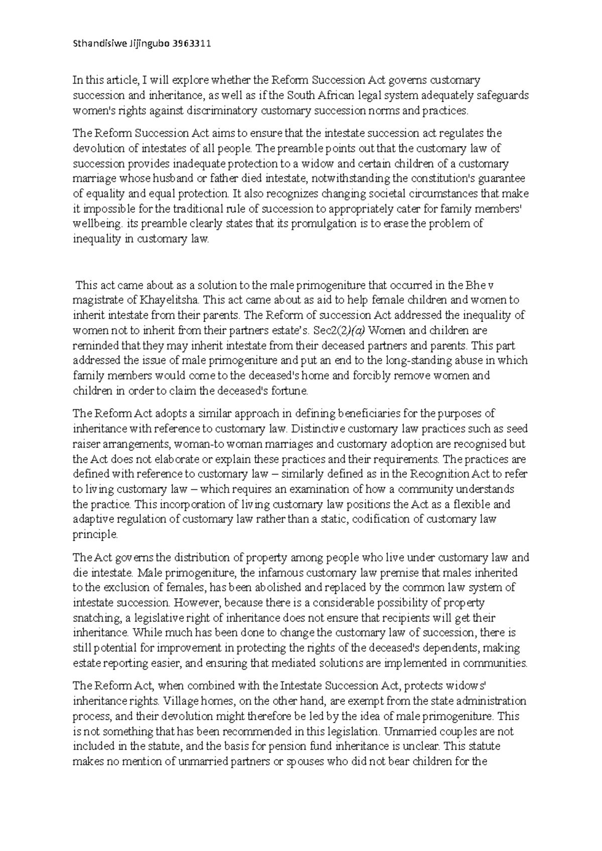 Final customary - exam - In this article, I will explore whether the ...