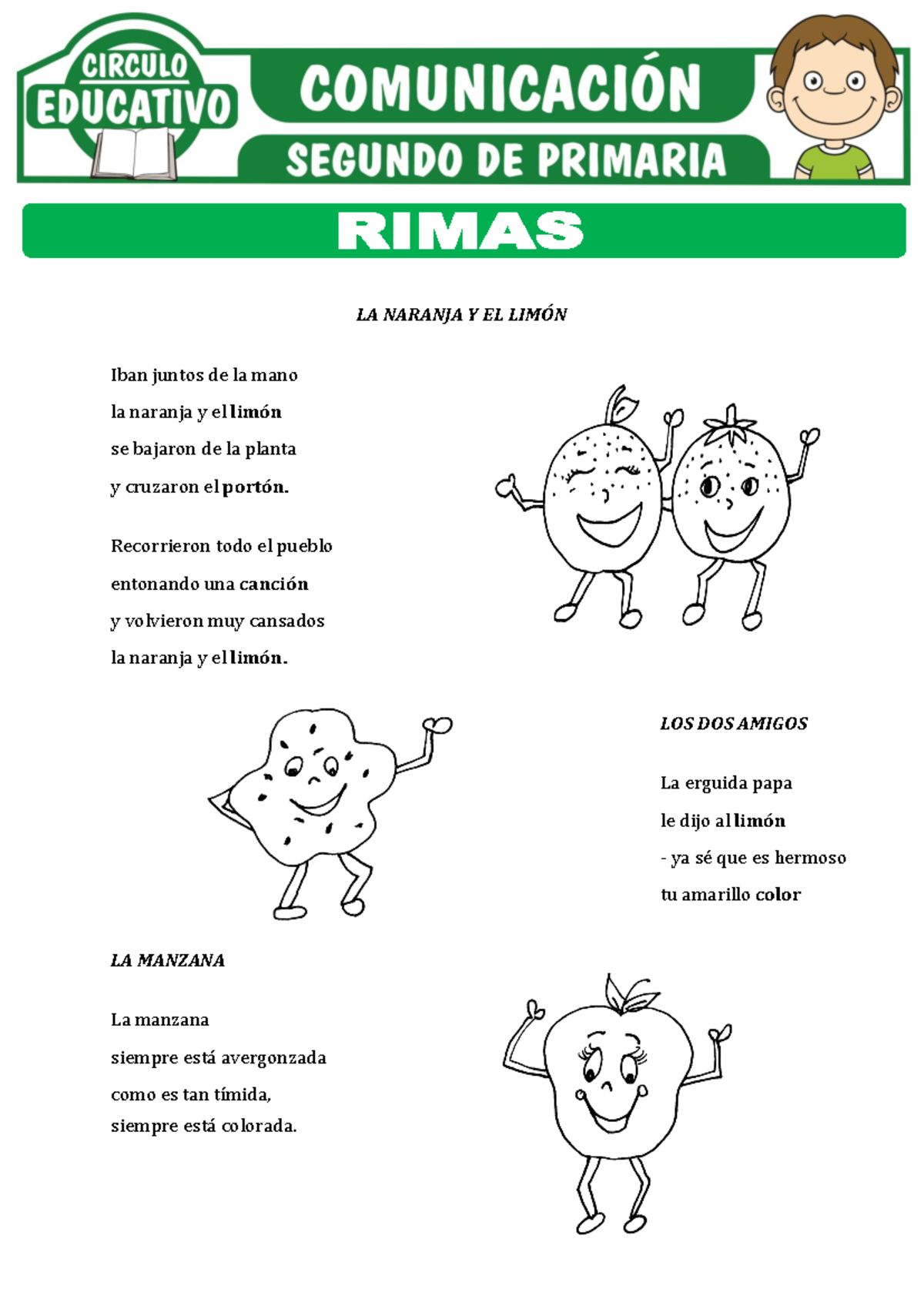 Rimas-2do grado -12 - Circulo Educativo LA NARANJA Y EL LIMÓN Iban ...