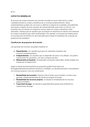 Formulacion y evaluacion de proyectos - Siglo 21 - Studocu