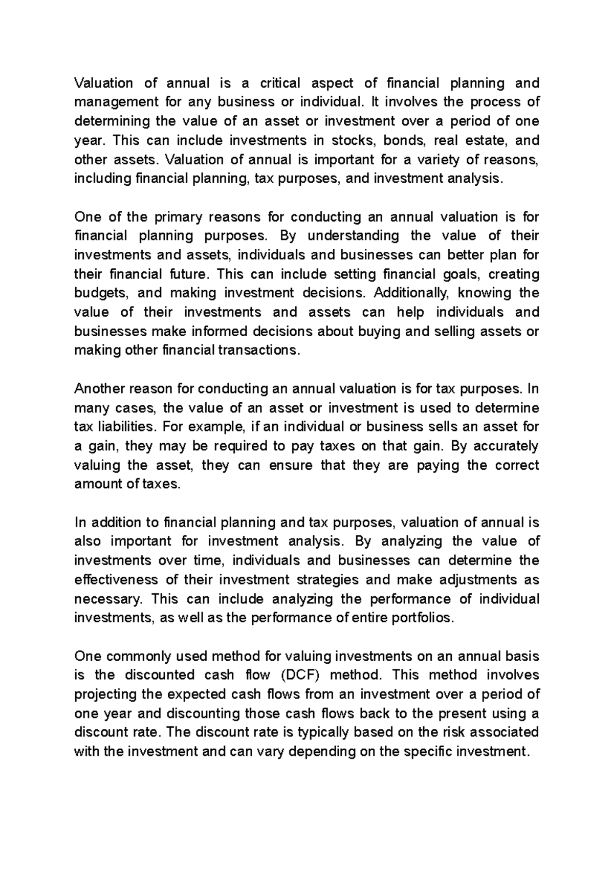 Lecture Notes Valuation of annual Fundamentals of Finance - Valuation ...