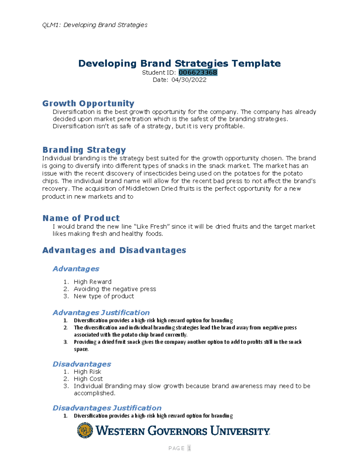 Developing Brand Strategies - QLM1: Developing Brand Strategies ...