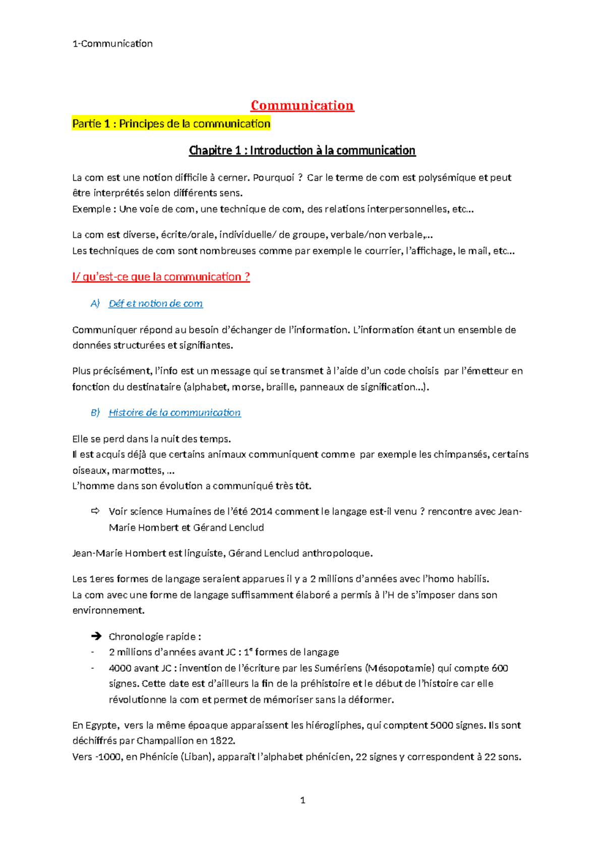 Communication chapitre 1 - Communication Partie 1 : Principes de la ...
