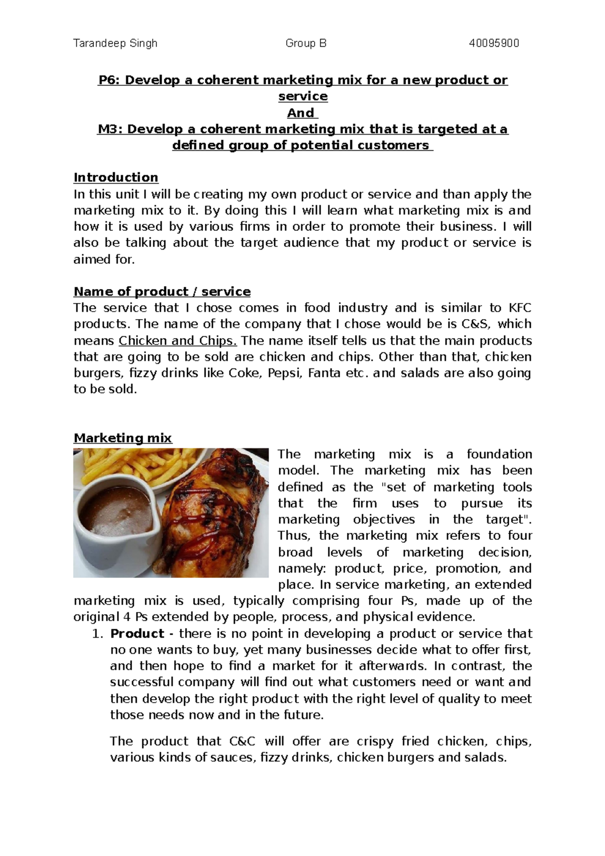 FO UNIT 3 P6 M3 - thank u! - P6: Develop a coherent marketing mix for a ...