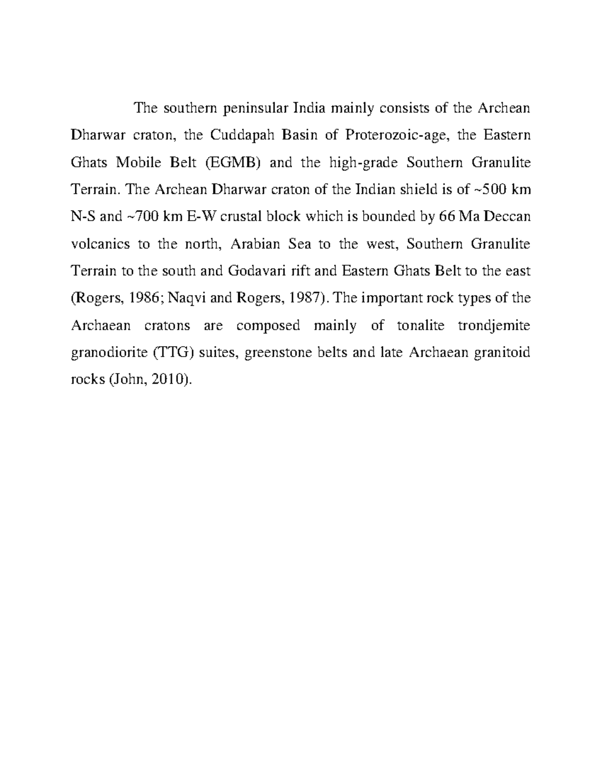 The southern peninsular India - The Archean Dharwar craton of the ...