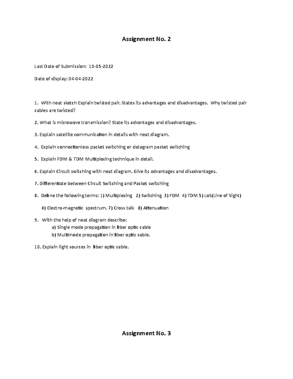 Assignment 2 DCC CO4I 22414 - Assignment No. 2 Last Date of Submission ...