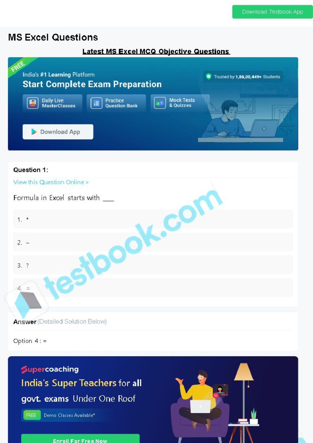 Mcq on ms excel 5fb69e13c4364a4373cfdb75 - btech - Studocu