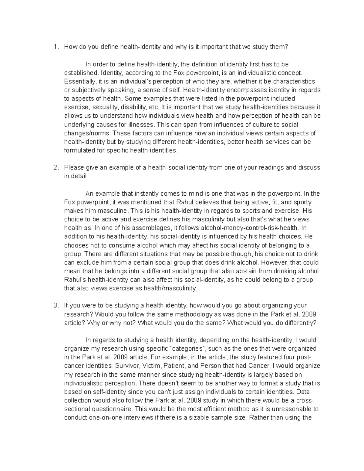 Module 4 - Health and Self Identity - How do you define health-identity ...