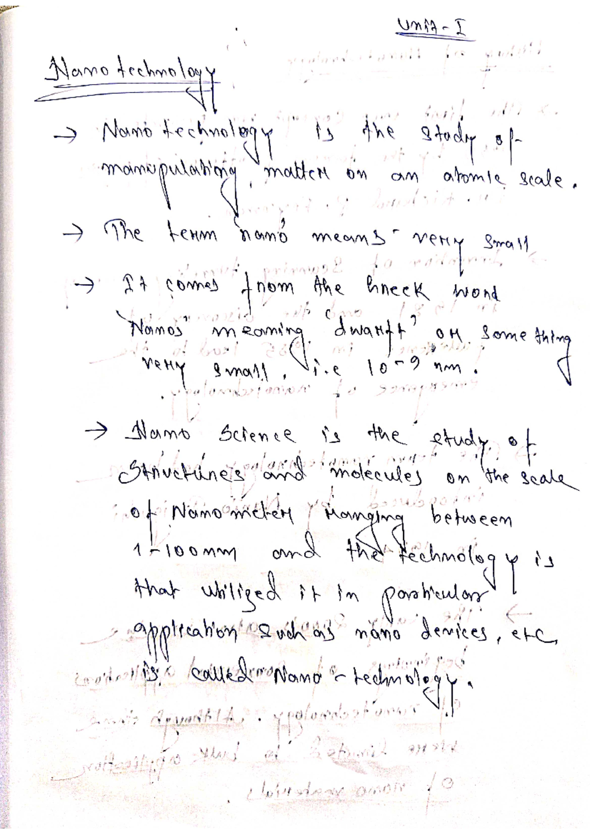 Nanotechnology final - Handwritten notes - Nano technology Nano ...