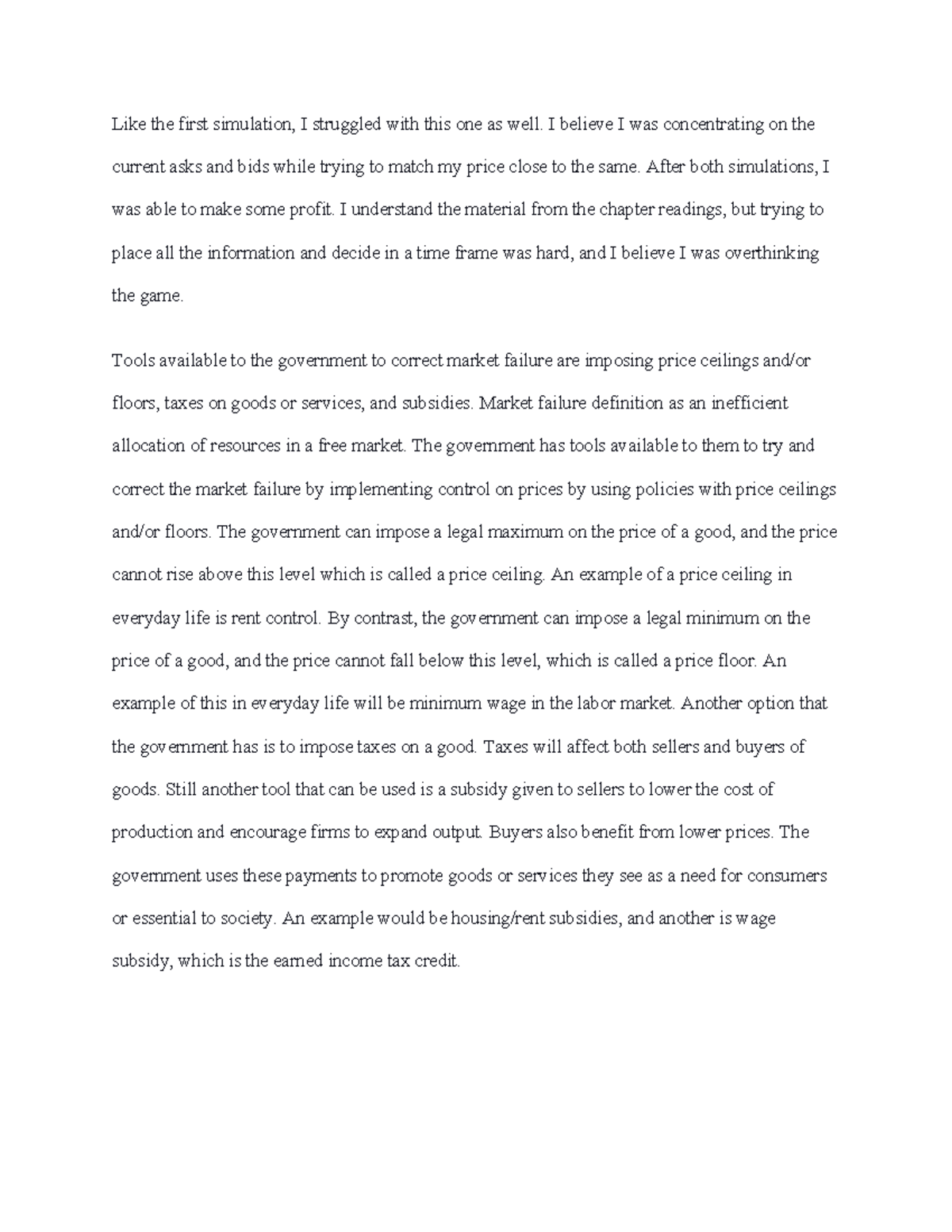 Mod 4 checkpoint assignment - Like the first simulation, I struggled ...
